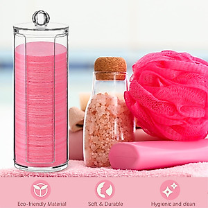 120pcs Compressed Facial Sponges Natural Face Exfoliator Disposable Face Sponges for Cleansing Round Soft Facial Scrubber Pads with Storage Container for Makeup Removal Esthetician Travel (Pink)