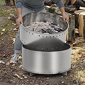 27" Portable Stainless Steel Smokeless Fire Pit with Removable Stand and Ash Pan - For Camping, Backyard, Patio