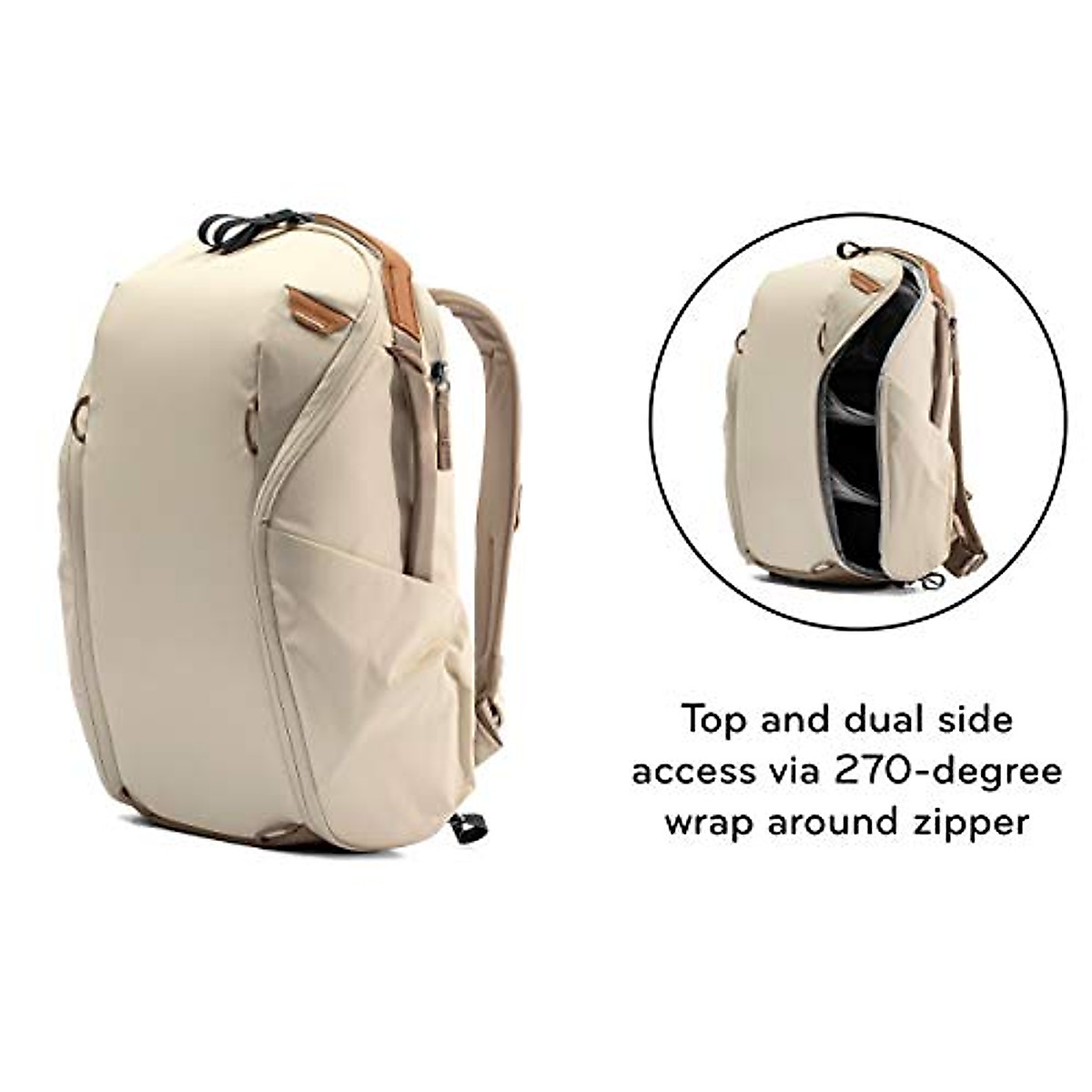Peak Design Everyday Backpack Zip 15L Bone, Carry-on Backpack with Laptop Sleeve (BEDBZ-15-BO-2)