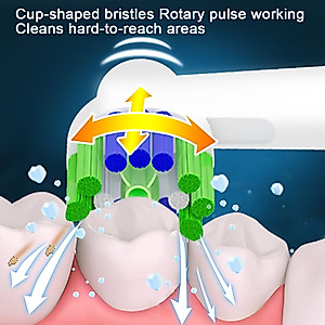 8 Pack 3D Whitening Replacement Brush Heads Compatible with Braun Oral B Electric Toothbrush Pro500/100/1500/3000/Genius7500/7000/9600/8000, Etc.