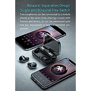 Fenpos Bluetooth 5.1 Wireless Earbuds, TWS Low Latency Noise Cancel Headphones with Hi-Fi Stereo Audio, Bluetooth Headphones with LED Display, IPX7 Waterproof Sport Earphones (M10)