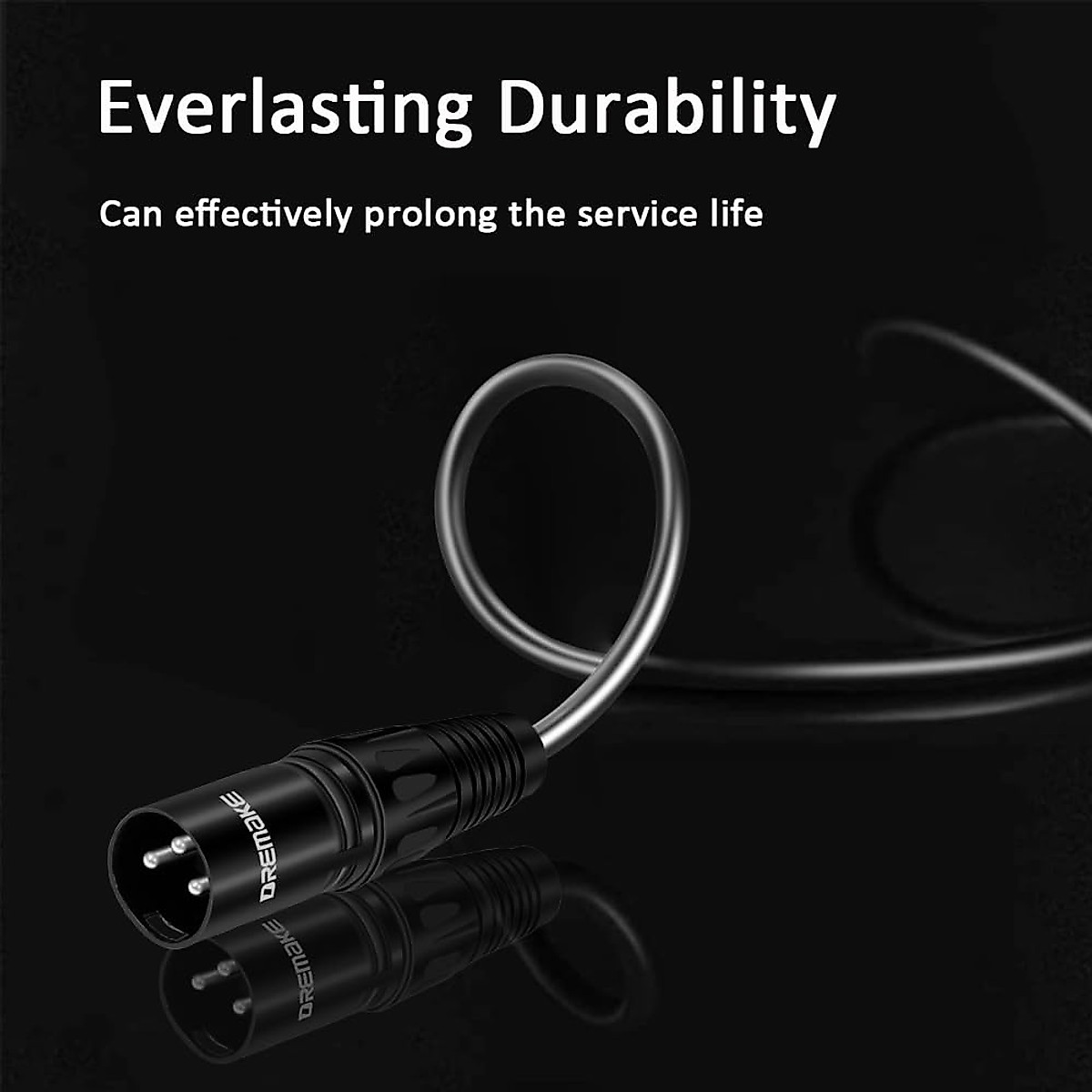 DREMAKE Mono 6.35mm 1/4’’ TS Male to XLR Male Audio Cable, 3FT Jack 6.35mm to XLR 3-Pin Interconnect Cord, Quarter Inch to XLR Unbalanced Mic Cable for Speakers, Stage, DJ, AMP, Studio Audio Console