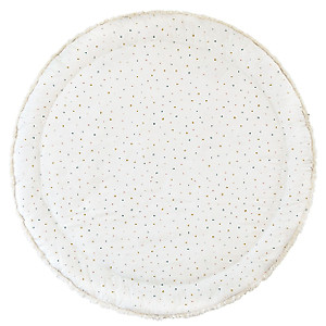 MakeMake Organics Organic Play Mat GOTS Certified Organic Cotton Nursery Floor Rug Washable Reversible Non Toxic Activity Mat Tummy Time Crawling Pad Thick Quilted (Round 48", Dotty + Solid Ivory)