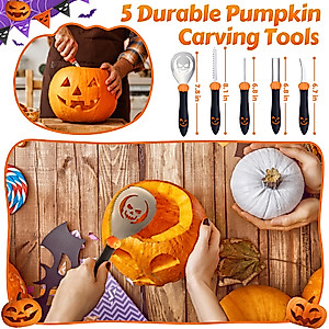 ZIZZ Pumpkin Carving Tools Halloween: 26 Pcs Professional Pumpkin Carving Kit Set for Adult Kid Stainless Steel Pumpkin Sculpting Tool with Stencil & LED Light for Halloween Decoration Jack-O-Lantern