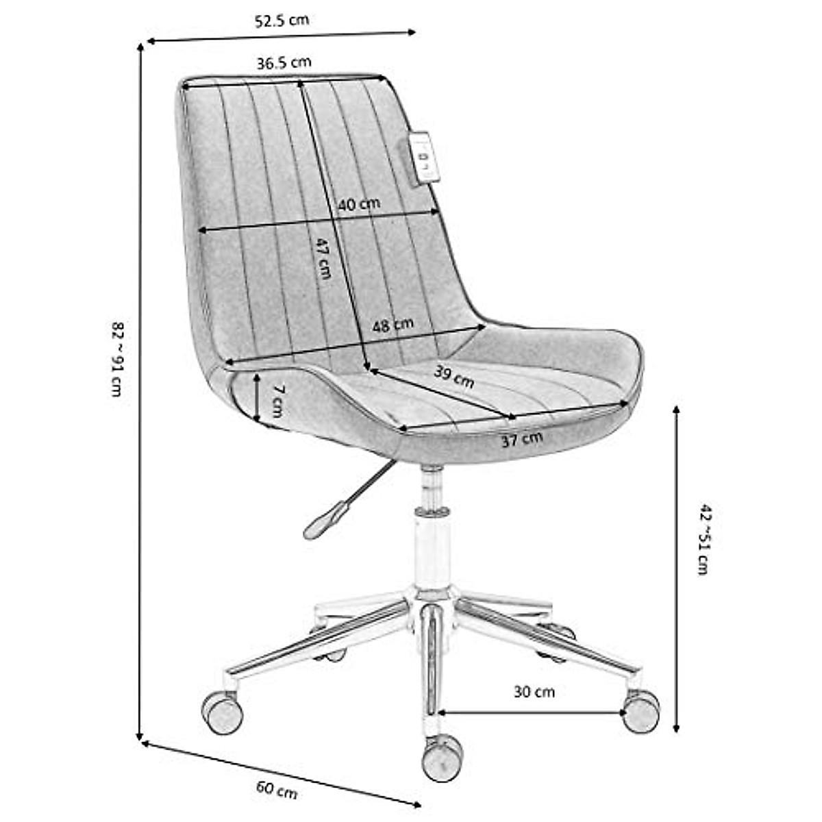Cherry Tree Furniture Cala Pine Green Colour Velvet Fabric Desk Chair Swivel Chair with Chrome Base
