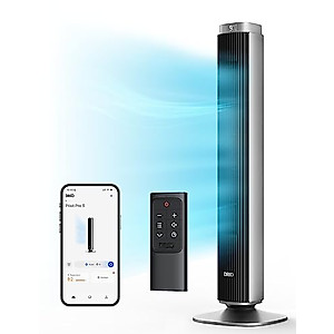 Dreo 42'' Pilot Pro Tower Fan with Remote, 25 DB Quiet DC Portable Bladeless Fan, 90° Oscillating,12H Timer, 9 Speeds,4 Modes, LED Display, Floor Fans for Bedroom Home Office, Black (DR-HTF005)