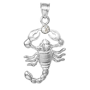 Sterling Silver Solitaire Scorpion Pendant