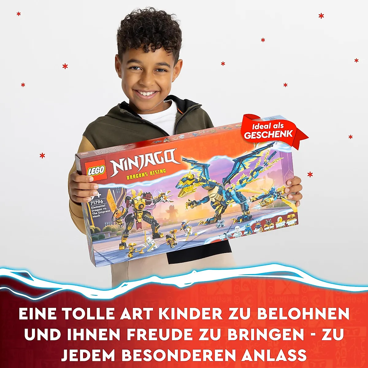 LEGO 71796 Ninjago The Elemental Dragon Against Empress' Robot Large Construction Toy for Christmas, with Figures and 6 Ninja Minifigures, Collectible Set, Kids Gift