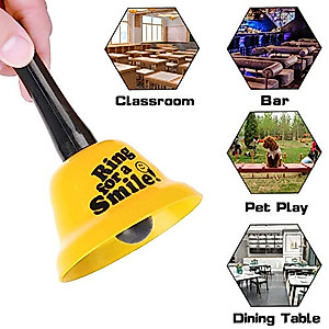 VABNEER Hand Bell Metal Tea Bell Service Bell Gold Hand Bell School Small Hand Bell for Adults (Yellow)