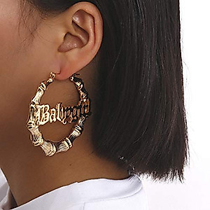 Large Babygirl Bamboo Joint Hoop Earrings - Hollow Out Hoops with 80s 90s Fashion Style for Party-bvaby gold