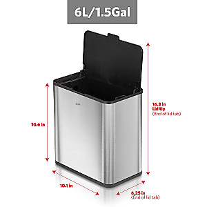 Glad Roomate Stainless Steel Under Counter Trash Can with Clorox Odor Protection | Space Saving Dual Lid Waste Bin for Kitchen Cabinet, Bathroom or Office