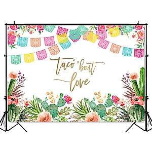 Mocsicka Taco Bout Love Backdrop Mexican Fiesta Theme Bridal Shower Party Decoration Bachelorette Wedding Engagement Photo Background (7x5ft (82x60 inch))
