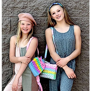 Azsure Large 9 x 7 inch Fidget Pop It Shoulder Crossbody Bag Colorful Pops Purse for Girls Women. Trendy & Fashionable Bubble Poppit Handbag Wallet. Beautiful Design with Candy Colors