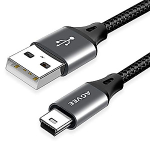 AGVEE [2 Pack 6ft Replacement for Garmin Nuvi GPS Charger Data Cable Gpsmap Charging Cord, TI-84 Plus/CE/C Silver, Blue Yeti USB Microphone/Pro Mic, for Canon IFC-400PCU/300PCU/200U, Dark Gray