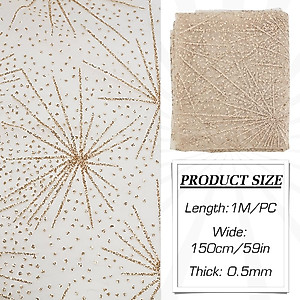 MAYJOYDIY Bisque Sparkly Sequin Tulle Fabric by The Yard, 59inch Width Star Embroidered Fabric Firework Mesh Gilded Lace Fabric for Wedding Reception, Tables, Party Costume Decoration