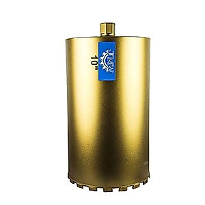 Jeremywell 10" (254mm) Diamond Wet Drill Core Bit for Concrete, Granite, Brick Block, 30/40 Diamond Grits, 1-1/4"-7 Threaded, Height 17"