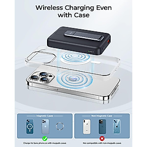 BENKS Magnetic Power Bank, 10000mAh Foldable Kickstand Wireless Portable Charger, for MagSafe Baterry Pack with Two-Way 20W USB-C Port for iPhone 15 Pro Max/15 Pro/15 Plus/15, iPhone 14/13/12 Series