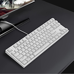 SUPUR NEWLING Wired Gaming Keyboard, RGB Backlit USB Rechargeable Ergonomic Design, TKL Mechanical Keyboard Red Switch Keyboards for Mac/Laptop Window 7/8/10 (White, 87 Keys)