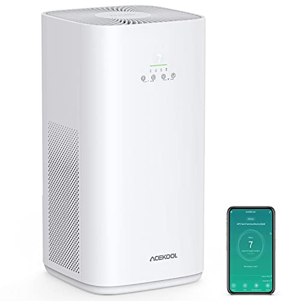 Acekool Smart WIFI Air Purifier for Home Large Room up to 1615 ft² with H13 HEPA Filter, Smart APP, Air Cleaner with Auto Mode, PM2.5 Indicator, Timer, Child Lock