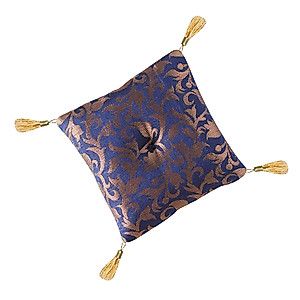 Singing Bowl Cushion For Tibetan Handmade Brocade Art Silk Square Cushions Home Decor Jewelry display (6" x 6" Inch, Navy Blue)