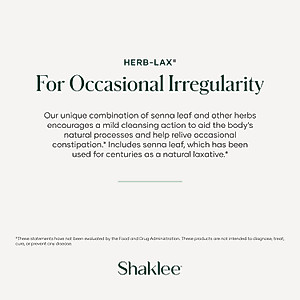 Shaklee - Herb-Lax® Gentle Laxative - Herbal Blend with Senna Leaf for Digestive Health & Regularity - Occasional Constipation Support- Enhanced Proprietary Formula - 240 Tablets