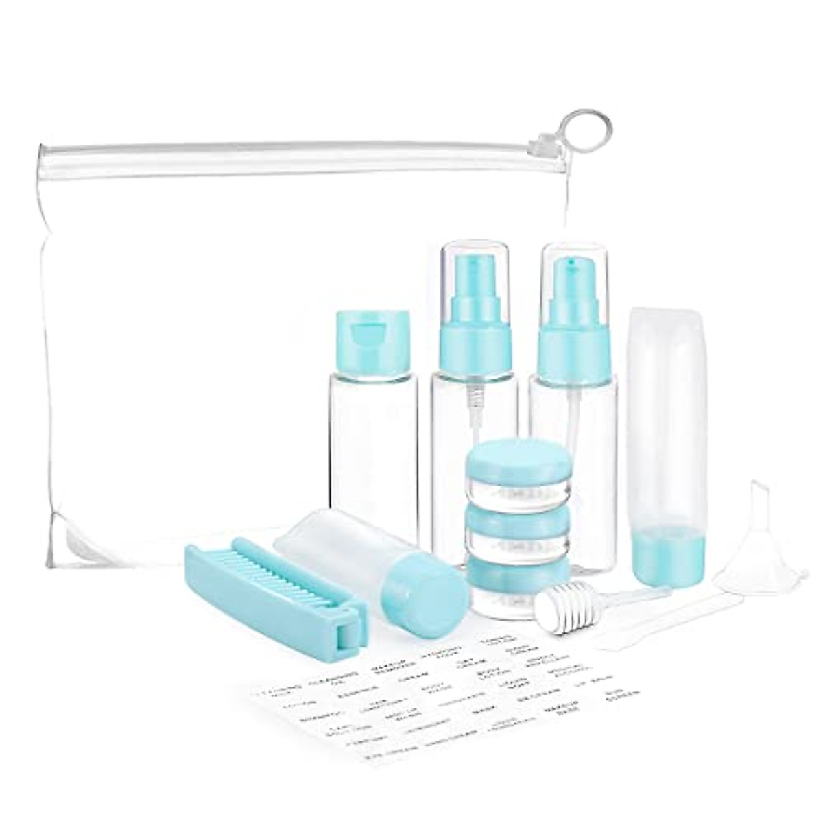 NUTAKI Tsa Approved Travel Toiletry Bottles Containers Kit (LEAKPROOF BPA FREE) Travel Accessories - 12 Pieces/Clear Case