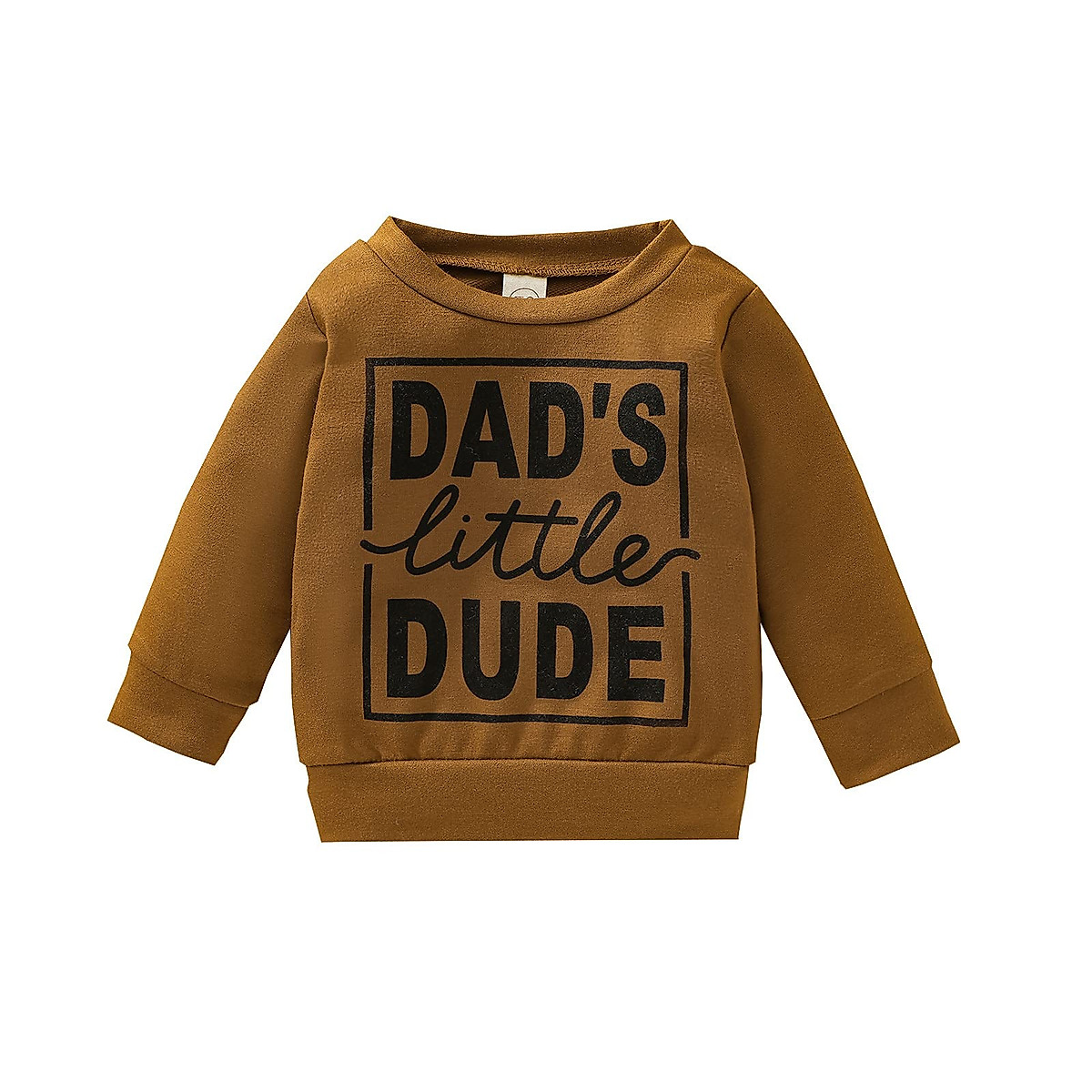 Newborn Infant Baby Boys Pullover Dad's Little Dude Sweatshirt Long Sleeve Casual Sweater Fall Clothes (Brown, 0-3 Months)