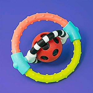 Sassy Spin and Chew Flex Ring Rattle with Dual Action Spinners, for Ages 0+ Months