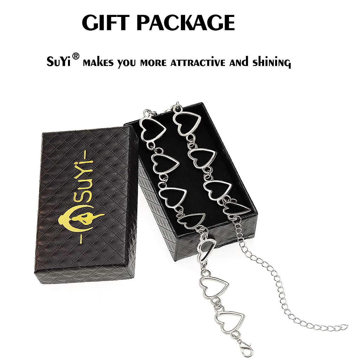 Suyi Choker Necklace - Simple Heart Chain Choker Statement Clavicle Necklace Gift for Women Necklace Jewerly HeartSilver