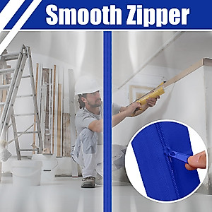 Tigeen Heavy Duty Zipper for Dust Barriers 7 ft x 3 Inch Zipper Tape Greenhouse Zipper Construction Zipper Door Self Adhesive Zipper for Greenhouse Tent Accessories(Blue,4 Roll)