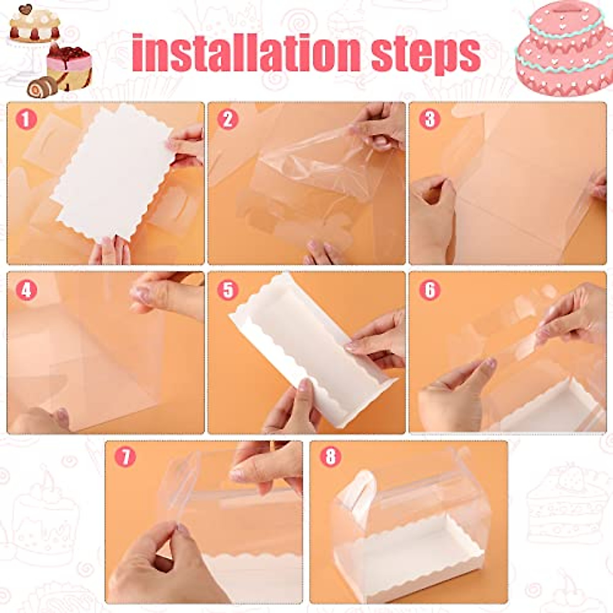 25 Pack Clear Gable Bakery Gift Boxes with Cardboard Candy Treat Gift Box Gable Boxes Clear Boxes for Favors Treat Party Cookie Pastry Cupcake Dessert Birthday Christmas Birthday, 6.3 x 3.6 x 3.6 Inch