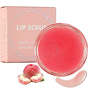 Lip Scrub, (Peach) Lip Scrubs Exfoliator & Moisturizer, Vegan Cruelty-Free Lip Sugar Scrub, Natural Gentle Lip Treatment, Dry Lip Treatment Polish & Lip Exfoliator by Samnyte