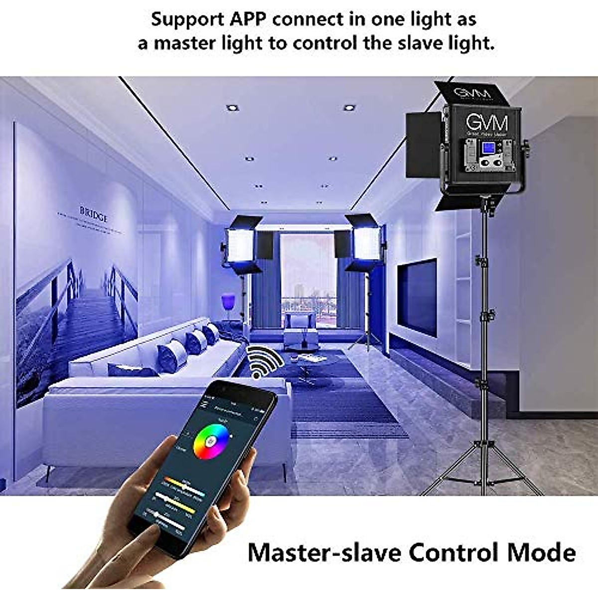 GVM 50RS RGB LED Video Light, 50W Video Lighting Kit with APP Control, 360°Full Color Led Panel Light for Gaming, Streaming, Youtube, Webex, Broadcasting, Web Conference, Aluminum Alloy Shell, CRI 97