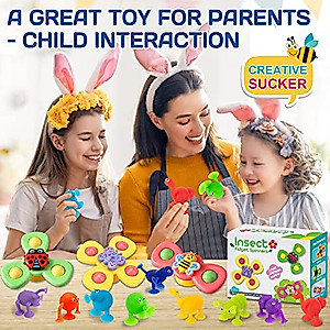 Suction Cup Spinner Toy for Baby - 12 Pcs Window Toys for Toddlers 1-3 Year Old Sucker Toys Airplane Travel Baby Spinning Toys for Babies Suction Bath Toys Gift for 1-2 Year Old