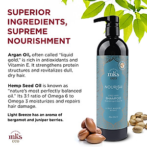 Earthly Body MKS eco Nourish Shampoo for Fine Hair, Light Breeze - 25 fl oz - Cleanses & Strengthens - Safe for Color Treated Hair - Moroccan Argan Oil, Hemp Seed Oil - Vegan, Cruelty Free
