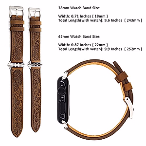 Falandi for Apple Watch Band Leather 41mm 40mm 38mm, Western Retro Leather Classical Replacement Smart Watch Band for iWatch Men Women Series 8 7 SE 6 5 4 3 2 1 (Retro Brown, 41/40/38mm)