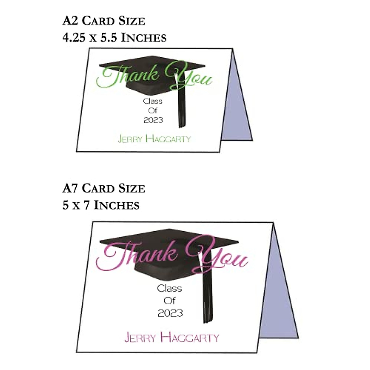 (24 Pack) Thank You Cards With Envelopes For Graduation – Folded Personalized Cards – Choice of 20 Colors – 100lb (270 GSM) Cardstock and 70lb Envelopes (24 5x7 Cards & A7 Envelopes)