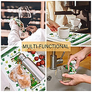 St Patricks Hand Towels Bathroom, Happy St. Patrick's Day Leprechaun Shamrocks Kitchen Towels 18”x28”, Gnomes Green Hat Irish Truck Dish Tea Towel Housewarming Gifts Decorations for Home Sets of 2