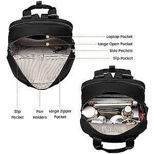 LOVEVOOK Laptop Backpack Purse for Women, 17 Inch Travel Laptop Bag with USB Port, Durable Work Computer Backpack, Water Proof College Casual Daypack - Black