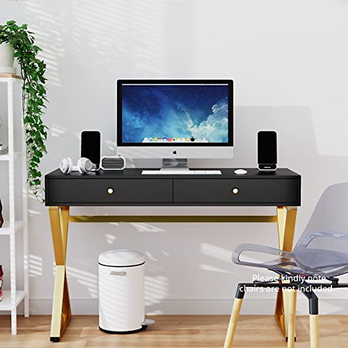 ACME Furniture Acme Coleen Desk, black & Brass Small