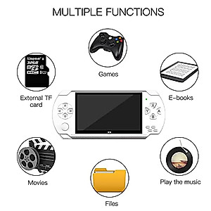 4.3'' 8GB Retro Handheld Game Console Portable Video Game Built in 10000 Games and Support for USB 2.0 High Speed Transmission, Multi-Task Operation, File Navigation Function (White)