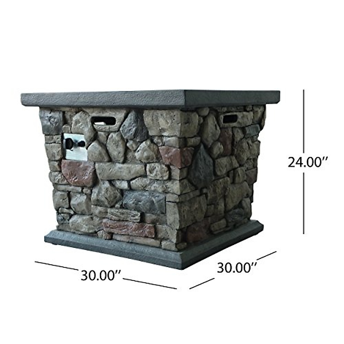Christopher Knight Home Carson Outdoor Square Fire Pit - 40,000 BTU, Stone Finish