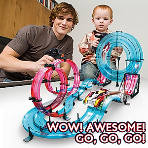 REMOKING RC Track Car, STEM Rail Race RC Track Car Toys Build Your Own 3D Super Track Ultimate Slot Car Playset 2 Cars 2 Remote Controllers Party Game, Great Gifts Toys for Kids Boys Girls Age 6 7 8 9