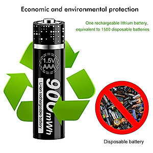 Tenberly 1.5V AAA Rechargeable Batteries 8 Pack Lithium Battery 900mWh 1.5V Constant Voltage Rechargeable AAA Batteries.(Rechargeable Trip A Battery)