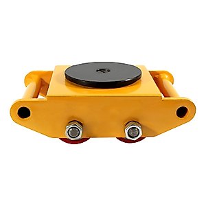 DAERNA 6T Machinery Skate Dolly, 13200lbs Machinery Mover, Heavy Duty Cast Steel Machinery Moving Skate with 4 Wheels and 360° Rotation Non-Slip Cap for Warehouse, Factory, Yellow