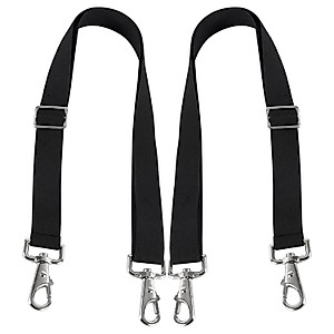 Horse Blanket Sheet Leg Straps, Replacement Stretchy Belly Strap with Double Swivel Snaps, Adjustable Length from 24 to 42 Inch Black(2 Pcs) (Two Side Snaps)