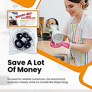 Never - MT - The Original Soap Dispenser Conversion Kit - Made in The USA - Kitchen Sink Extension Tube Kit - Never Fill The Little Bottle Again!