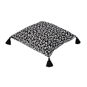 Textured Woven Animal Pattern Square Throw Pillow Black/Cream