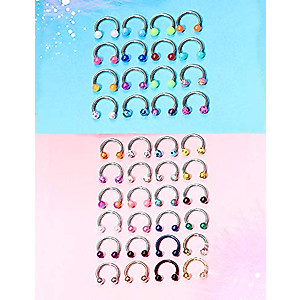 Vsnnsns 16G Surgical Steel Horseshoe Nose Septum Rings Piercing Jewelry Cartilage Helix Tragus Earring Studs Hoop Lip Horseshoe Ring Piercing Jewelry Retainer for Women Men 8mm