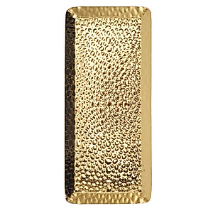 Fdit 25x11cm Towel Hammering Trays,Stainless Steel Multipurpose Dishwasher Safe Dessert Tray That Suitable for Family Restaurant Use (Gold)